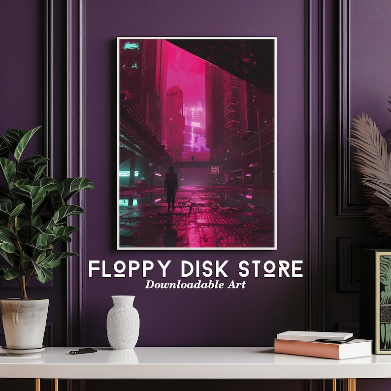Cyberpunk City | Floppy Disk Store Downloadable PRINTABLE Art - Etsy