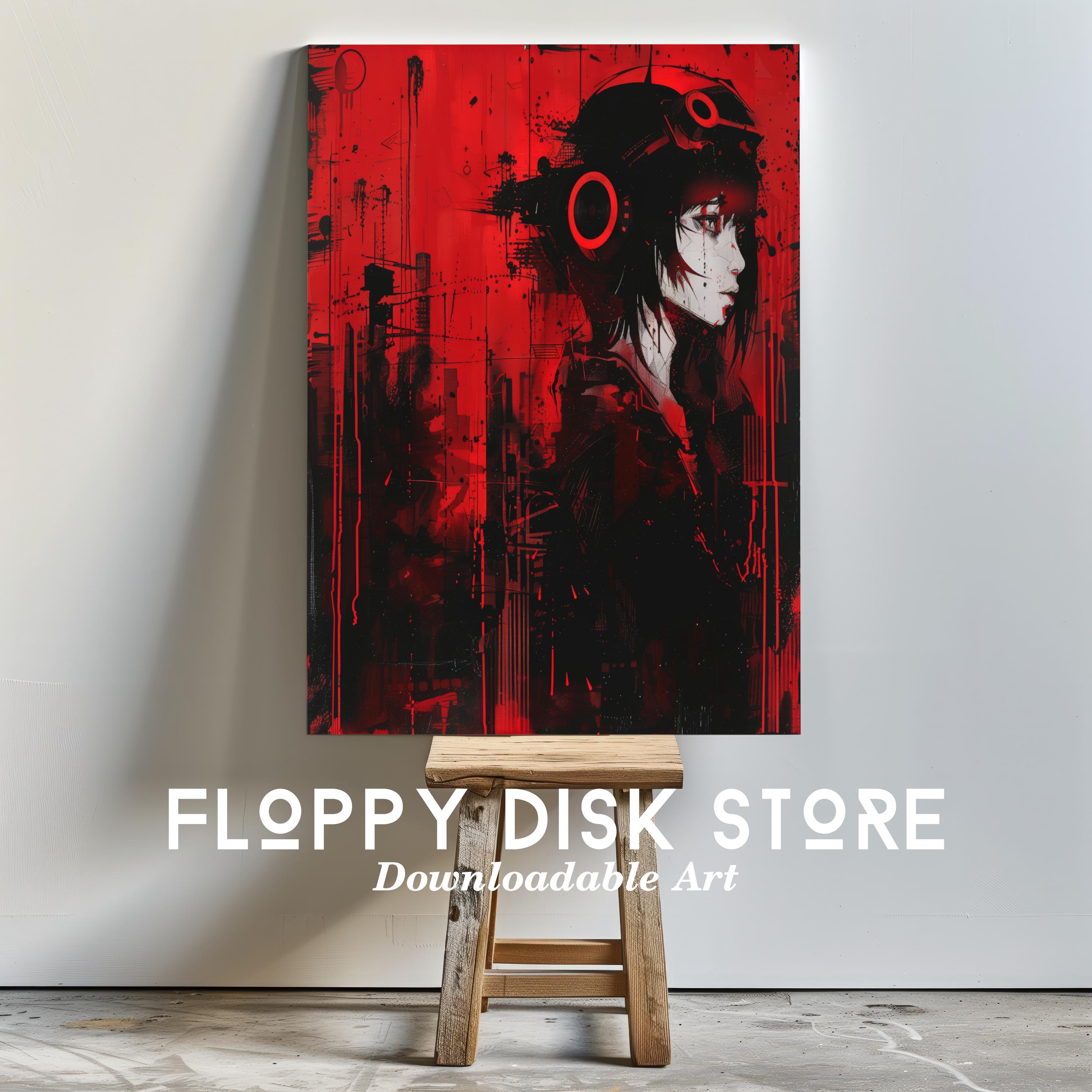 Anime Girl With Cyber Helmet | Floppy Disk Store Downloadable PRINTABLE ...
