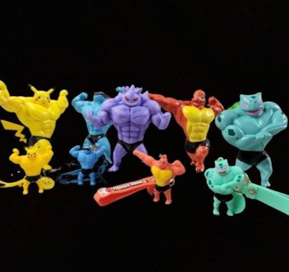 Bodybuilder Pokemon Vinyl Figure Buff Pikachu Gengar - Etsy