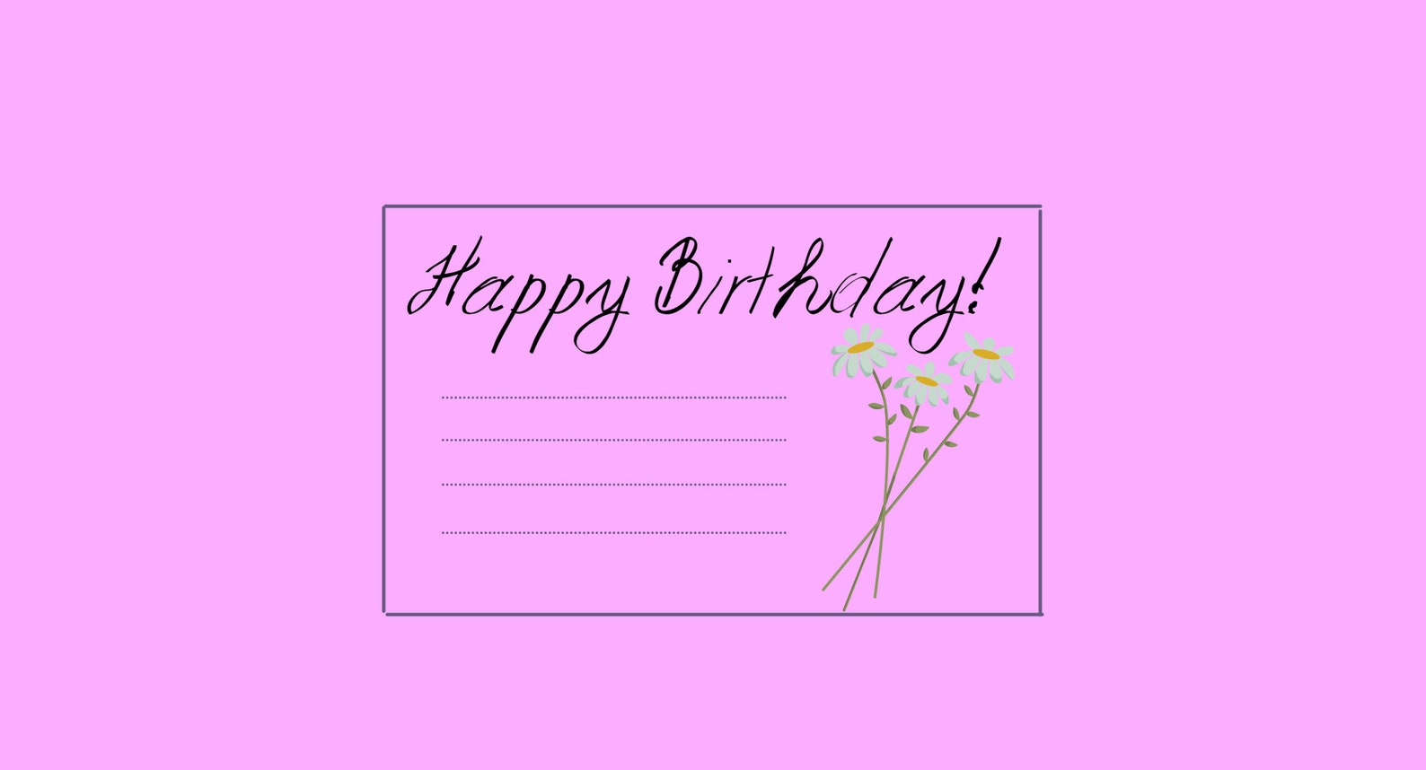 Pink Daisy Happy Birthday Card Made for Printing Pdf Print - Etsy