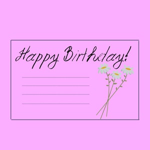 Pink Daisy Happy Birthday Card Made for Printing Pdf Print - Etsy