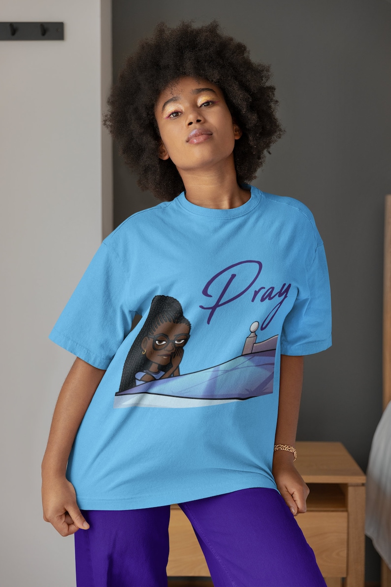 Praying Bitmoji T-shirt, Christian Clothing Brand, Womens Christian ...