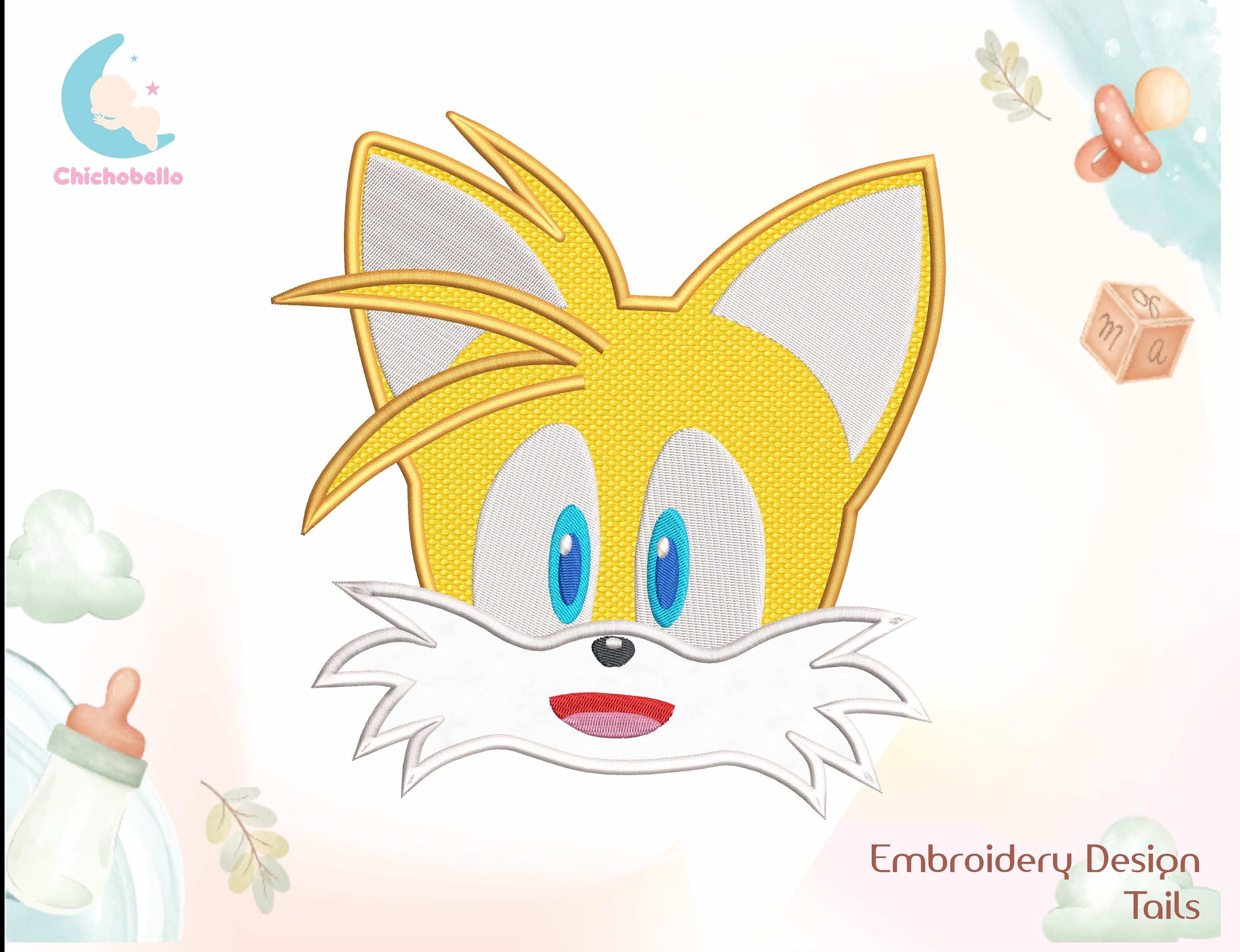 Tails Embroidery Design Machine. Automatic Embroidery Design - Etsy