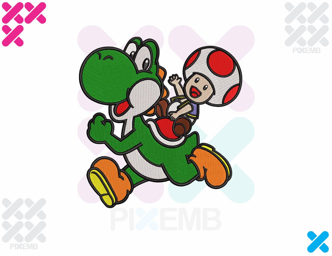Yoshi and Toad Embroidery Design Machine. Automatic Embroidery Design ...
