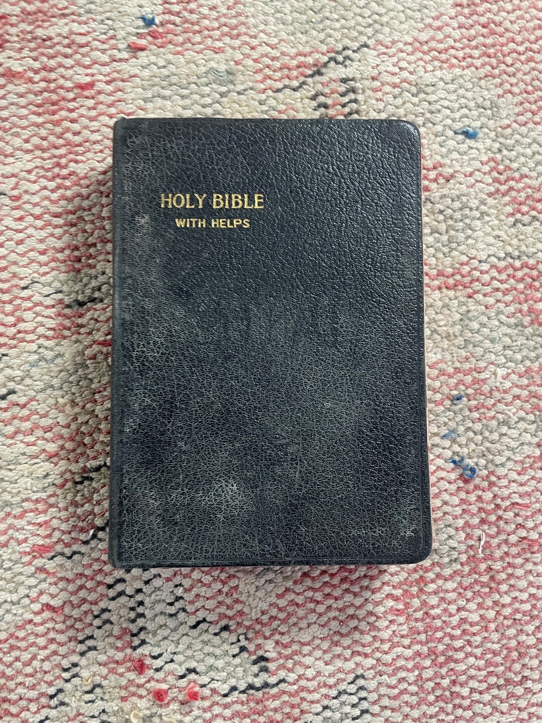 Vintage 1960s Worn Leatherback Holy Bible With Helps - Revised Standard ...