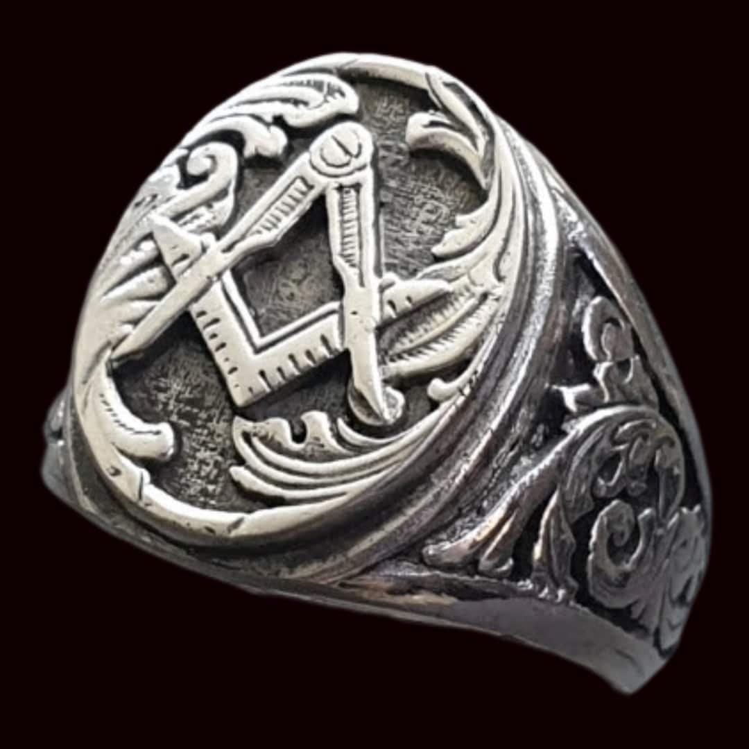 Apprentice Degree Chiselled Masonic Ring in Sterling Silver Handmade ...