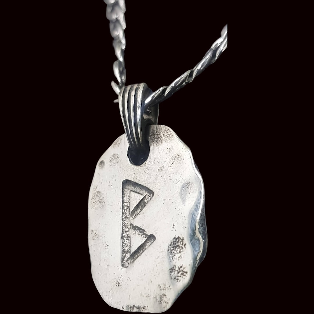 Viking Berkana Rune Pendant in Sterling Silver Handmade Vikings - Etsy