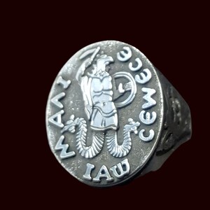 Templar Ring Seal of Abraxas in Sterling Silver Handmade - Etsy
