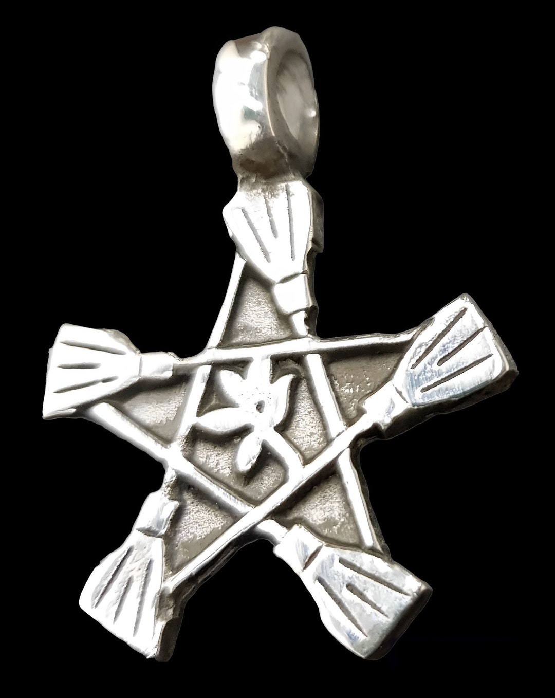 Wicca Pentacle and Broom Pendant in Sterling Silver Handmade - Etsy