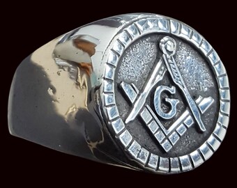 Apprentice Degree Masonic Ring in Sterling Silver Handmade Freemasonry ...