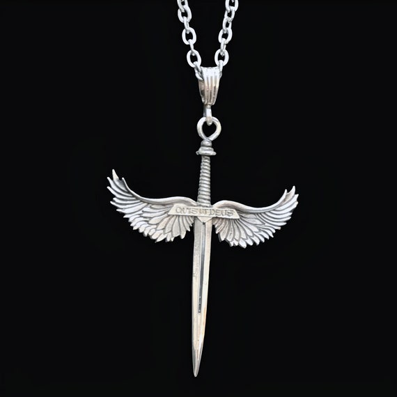 Archangel Michael Raphael Sword Pendant With Wings in 925 Archangel Michael Raphael Sword Pendant With Wings in 925