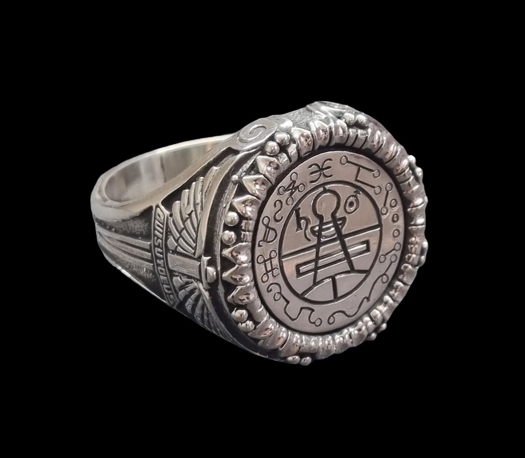 King Solomon Seal Ring With Archangel Michael Sword in 925 Sterling Silver Handmade With Fine ...