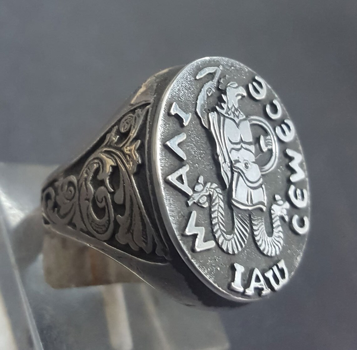 Templar Ring Seal of Abraxas in Handmade Sterling Silver - Etsy UK