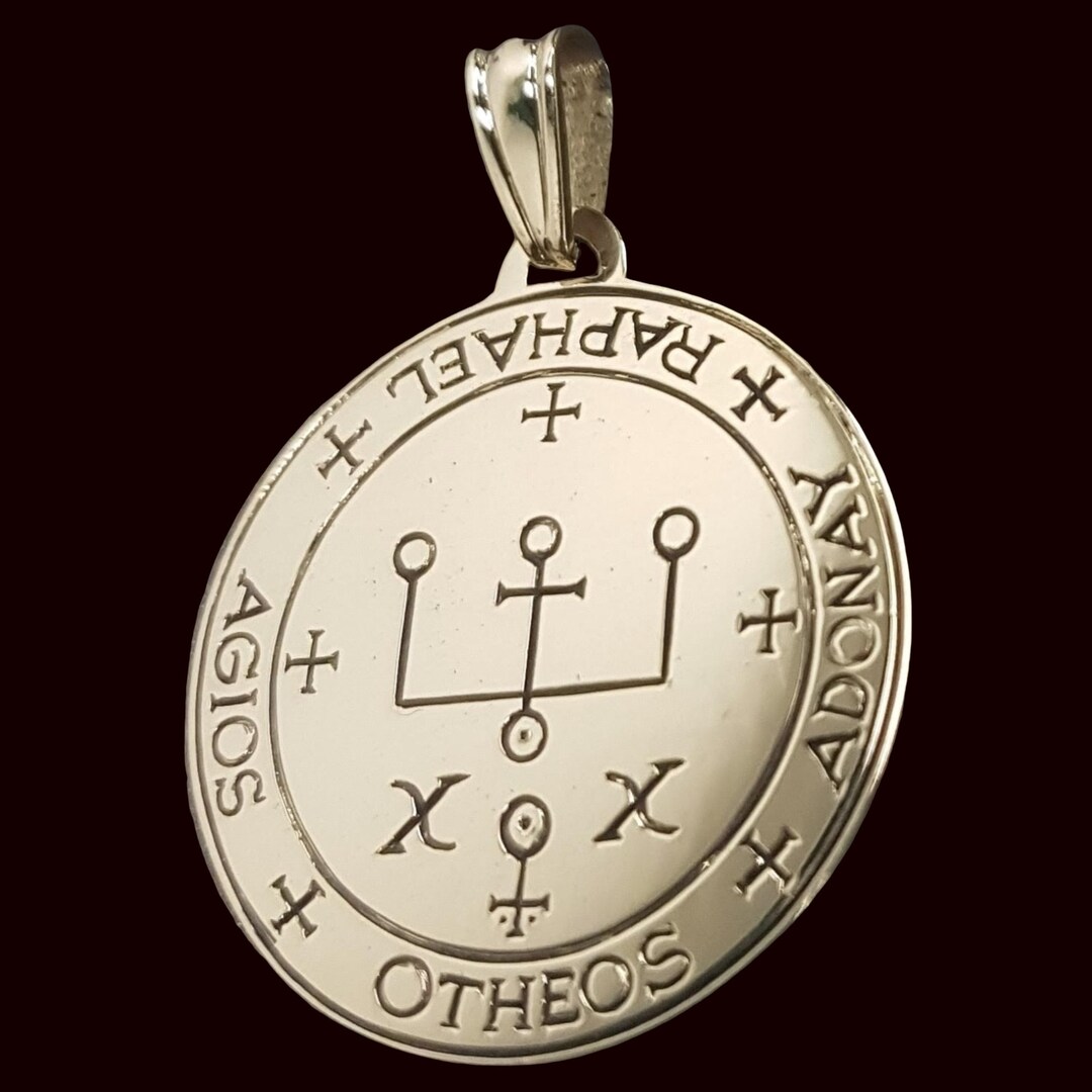 Angelic Seal Pendant Archangel Raphael in 18k Gold Handmade Option of ...