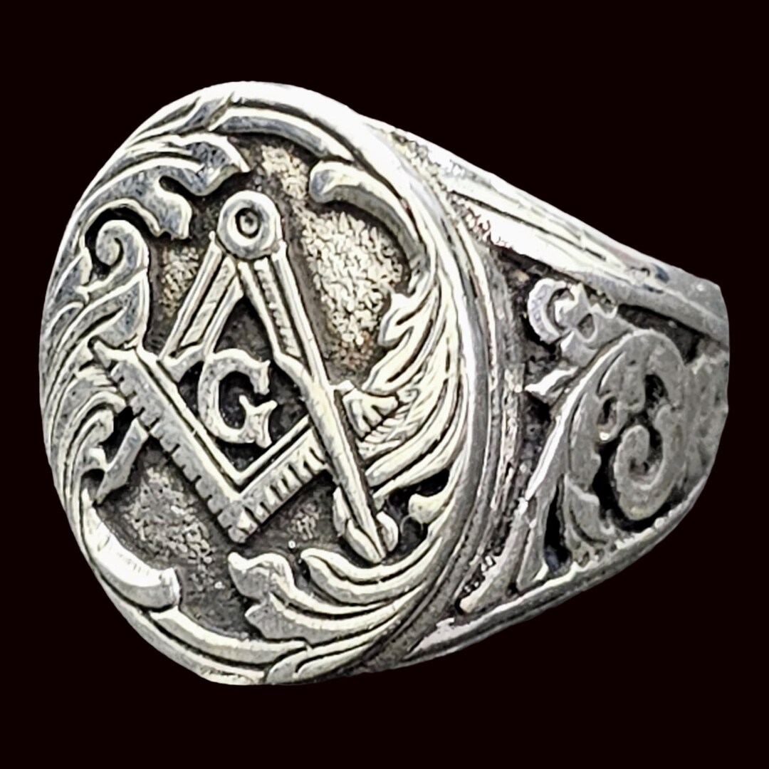 Masonic Chiseled Fellow Degree Ring in Sterling Silver Handmade ...