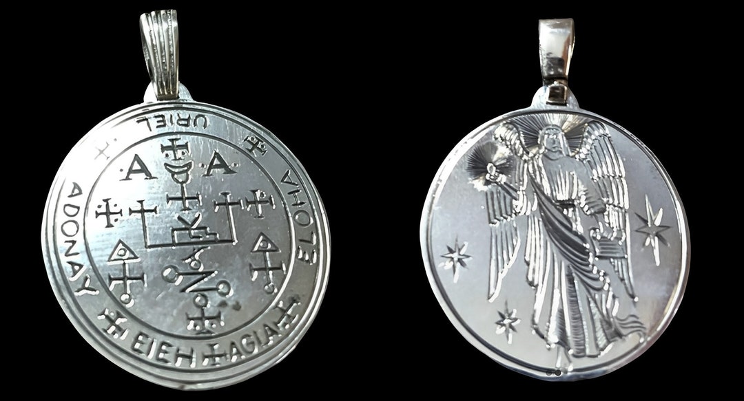 Angelic Seal Pendant Archangel Uriel With Image on the Front in 925 ...