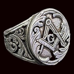 Masonic Chiseled Fellow Degree Ring in Sterling Silver Handmade ...