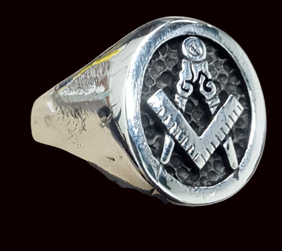 Apprentice Degree Masonic Ring in Sterling Silver Handmade Freemasonry ...