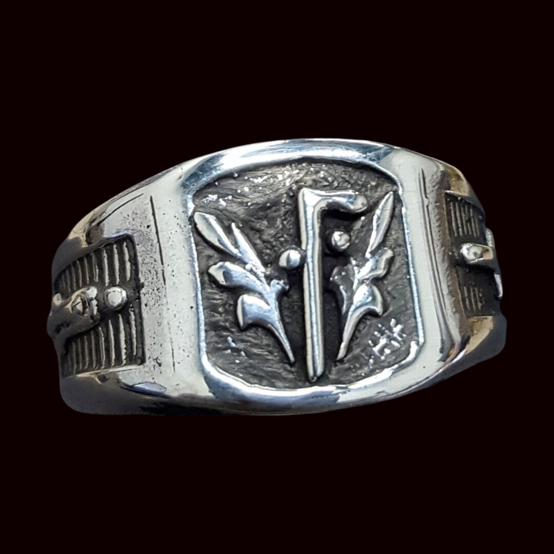 Masonic Ring With Acacia Shovel Plumb in Sterling Silver Handmade ...