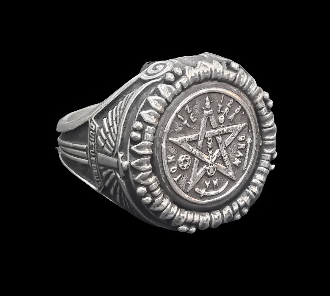 Tetragrammaton Ring With Archangel Miguel Sword in Silver 925 Handmade ...