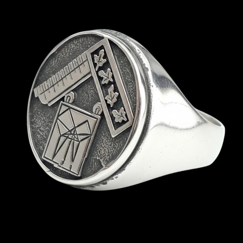 Masonic Ring Pythagoras Theorem in Sterling Silver Handmade Freemasonry ...