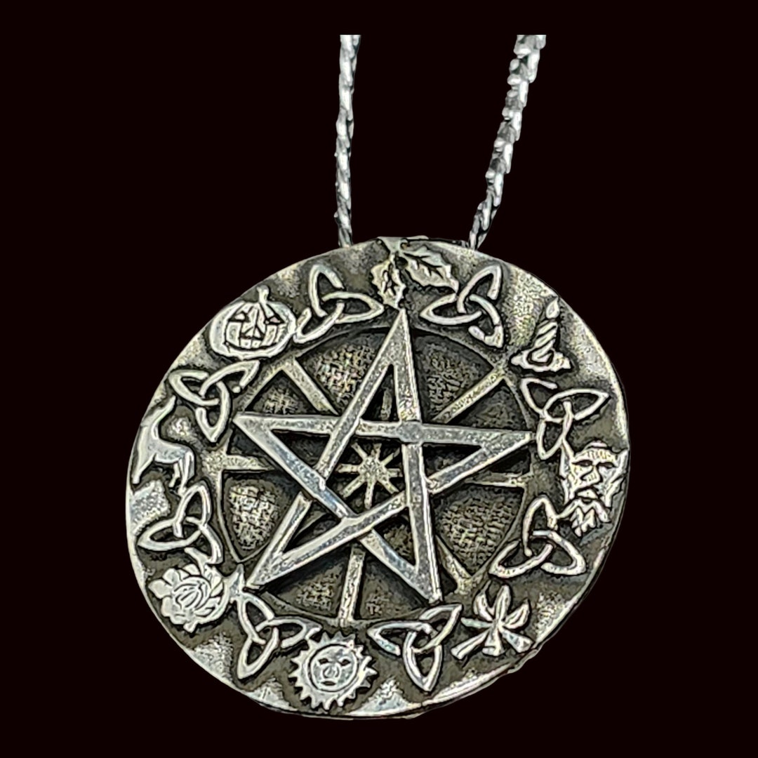 Dije Pentaculo Rueda Anual Wicca En Plata De Ley 925 Hecho a Mano - Etsy