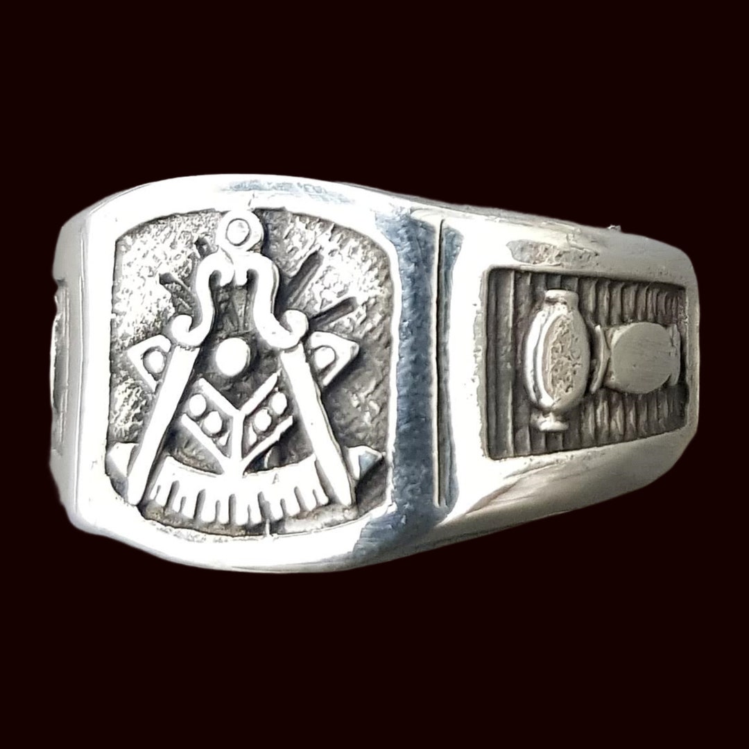 Masonic Ring Plumb Shovel in Sterling Silver Handmade Freemasonry - Etsy UK