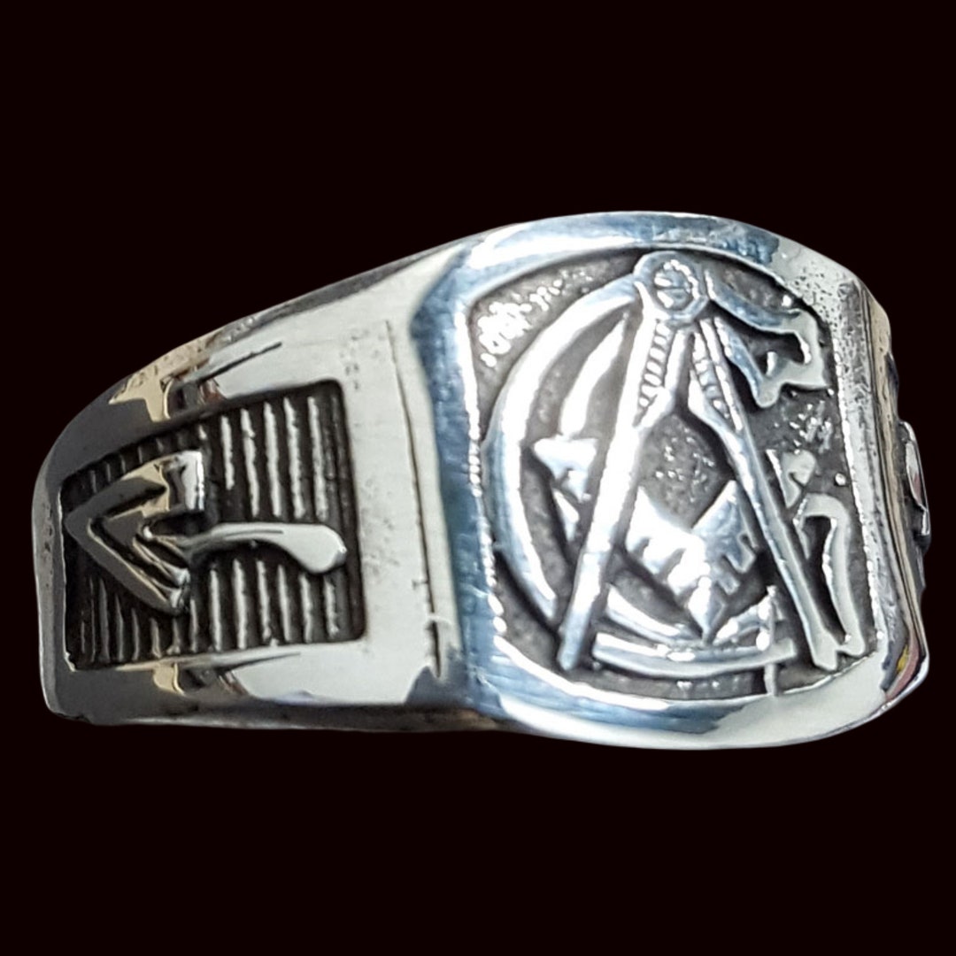 Masonic Ring Spade and Plumb in Sterling Silver Handmade - Etsy UK