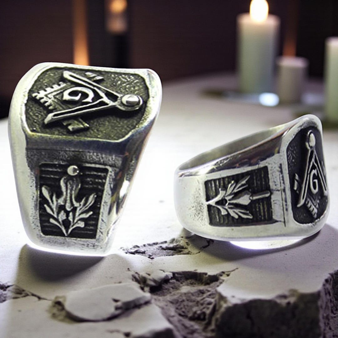 Masonic Master Degree Ring With Acacia in Sterling Silver 1.5 Cm 7 G ...