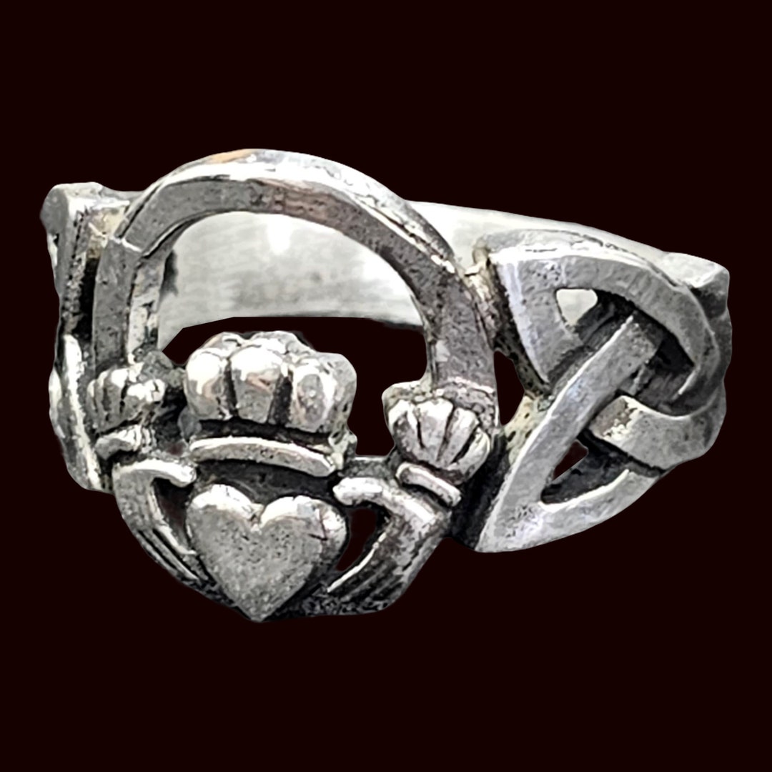 Celtic Claddagh Knot Ring in Sterling Silver Handmade - Etsy
