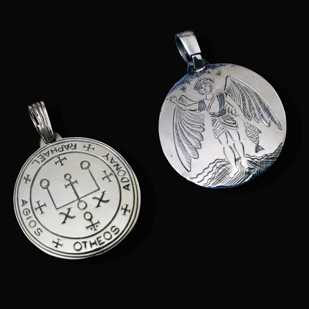 Archangel Raphael Angelic Seal Pendant With Image on the Front in 925 ...
