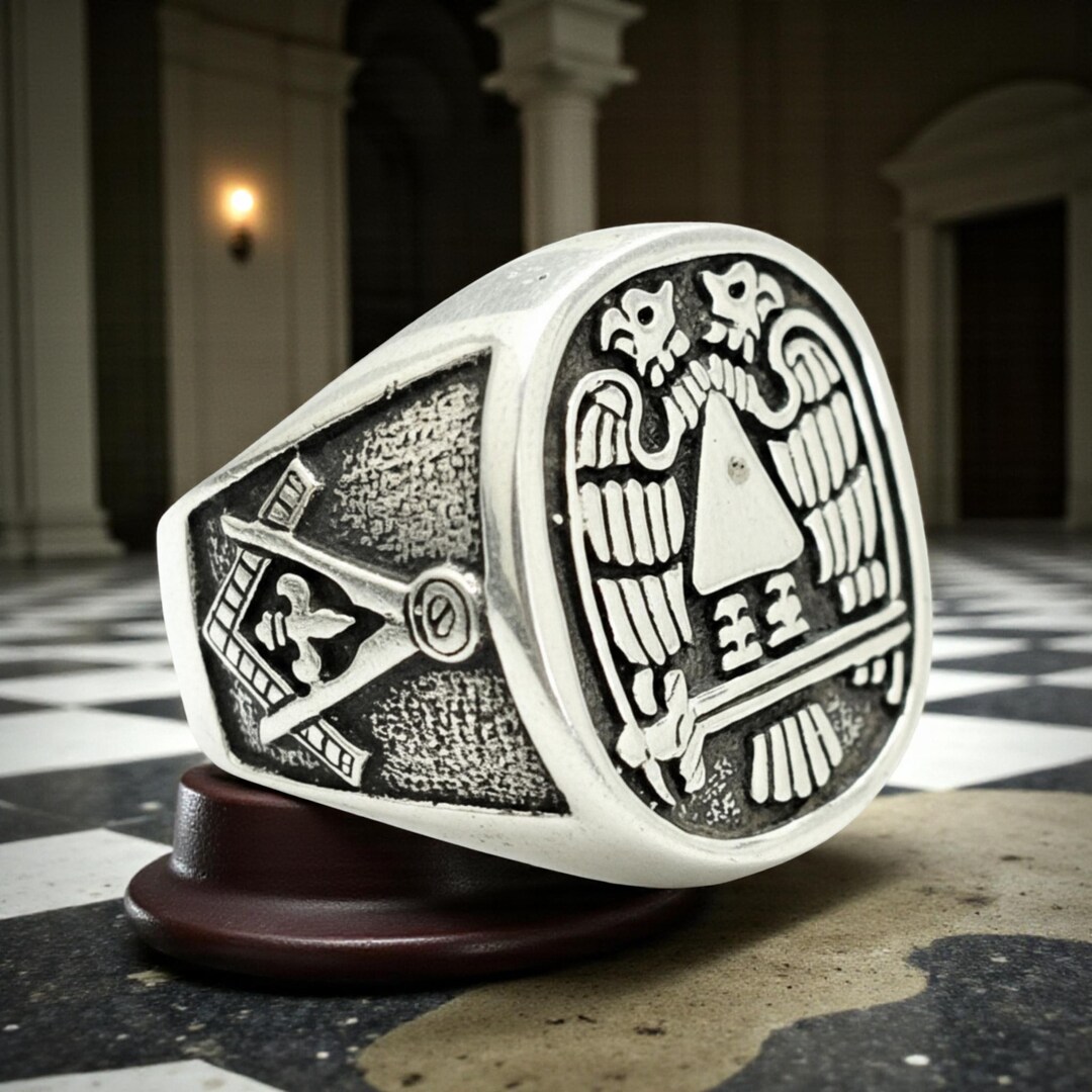 Masonic Double-headed Eagle Ring, 925 Sterling Silver, Master of the ...