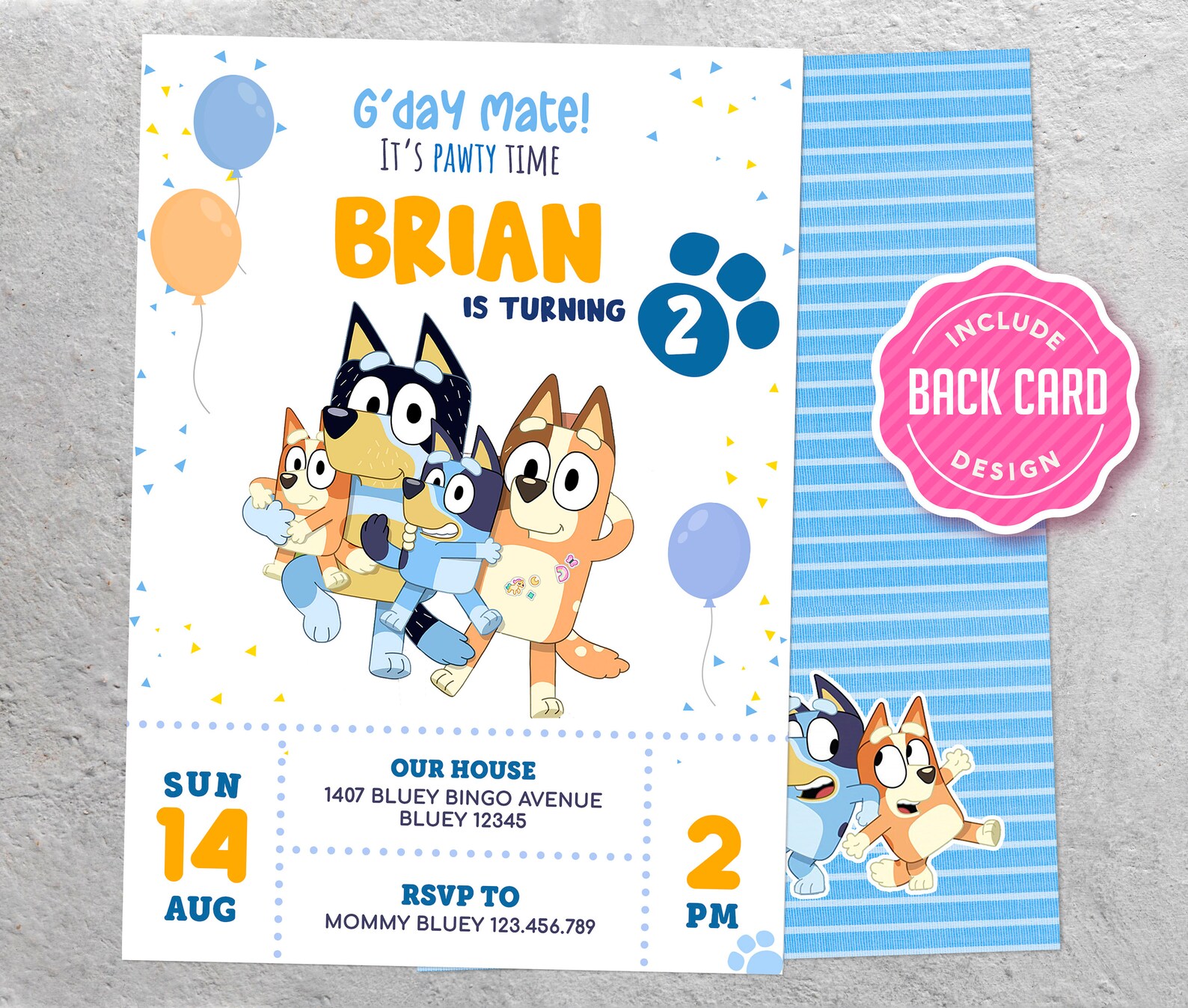 Template Printable Bluey Birthday Invitation 2023 Calendar Printable