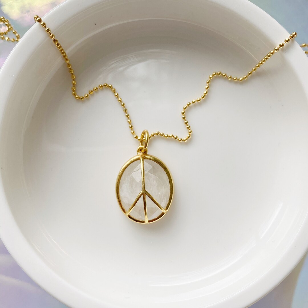 Moonstone Peace Chain Necklace - Etsy