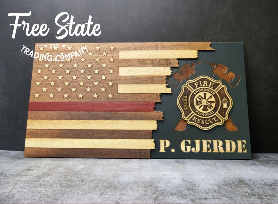 Thin Red Line Fire Fighter Wall Fully Engraved Flag Plaque W/raised ...