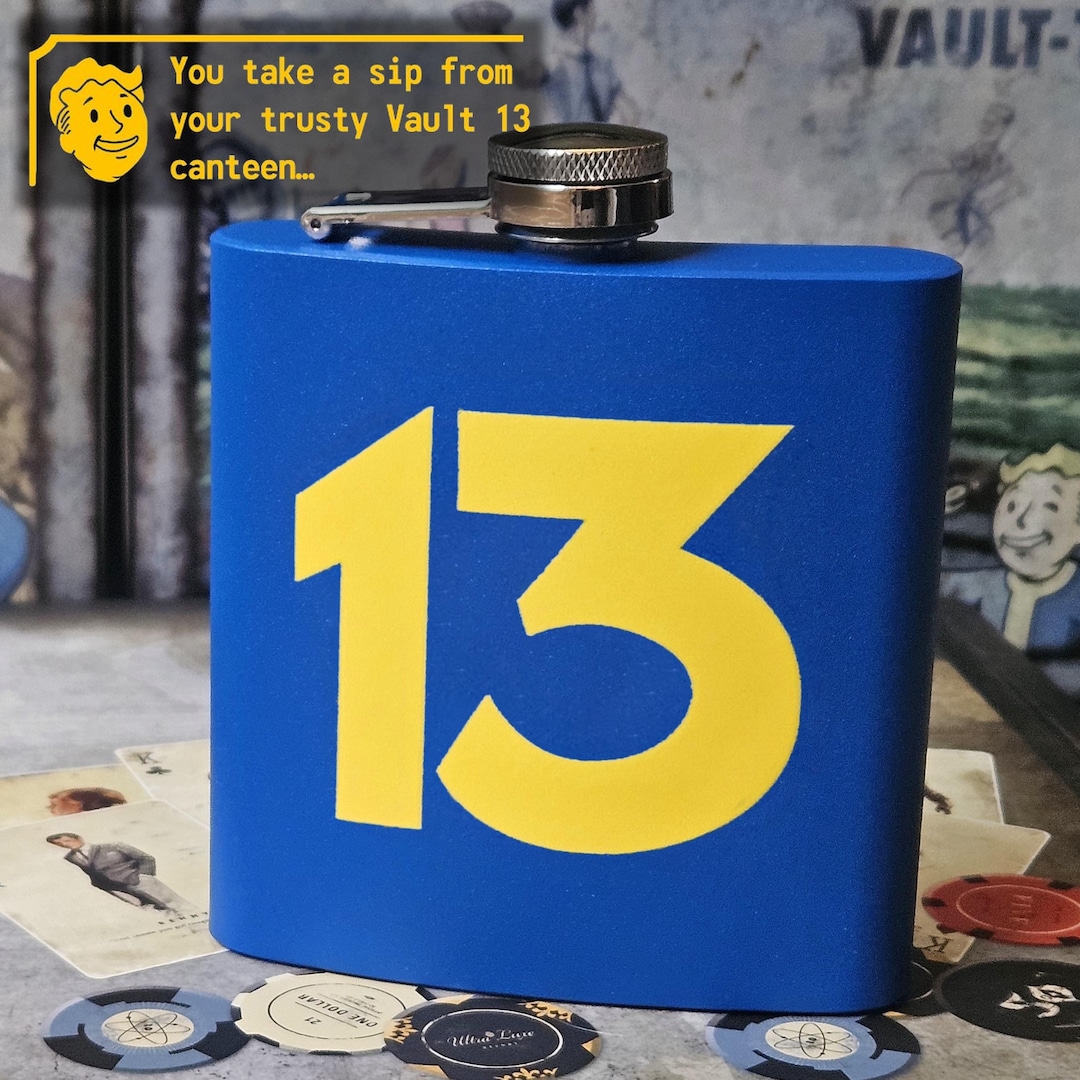Trusty Vault 13 Canteen - 6oz Stainless Steel Flask - Fallout 2 New ...