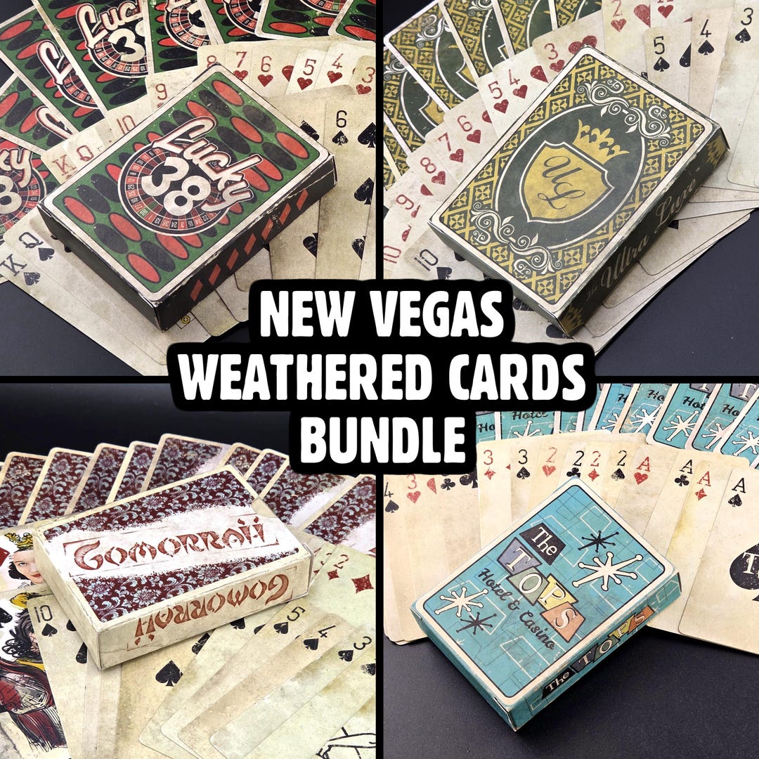 Weathered New Vegas Playing Cards - All 4 in Game Caravan Card Designs ...