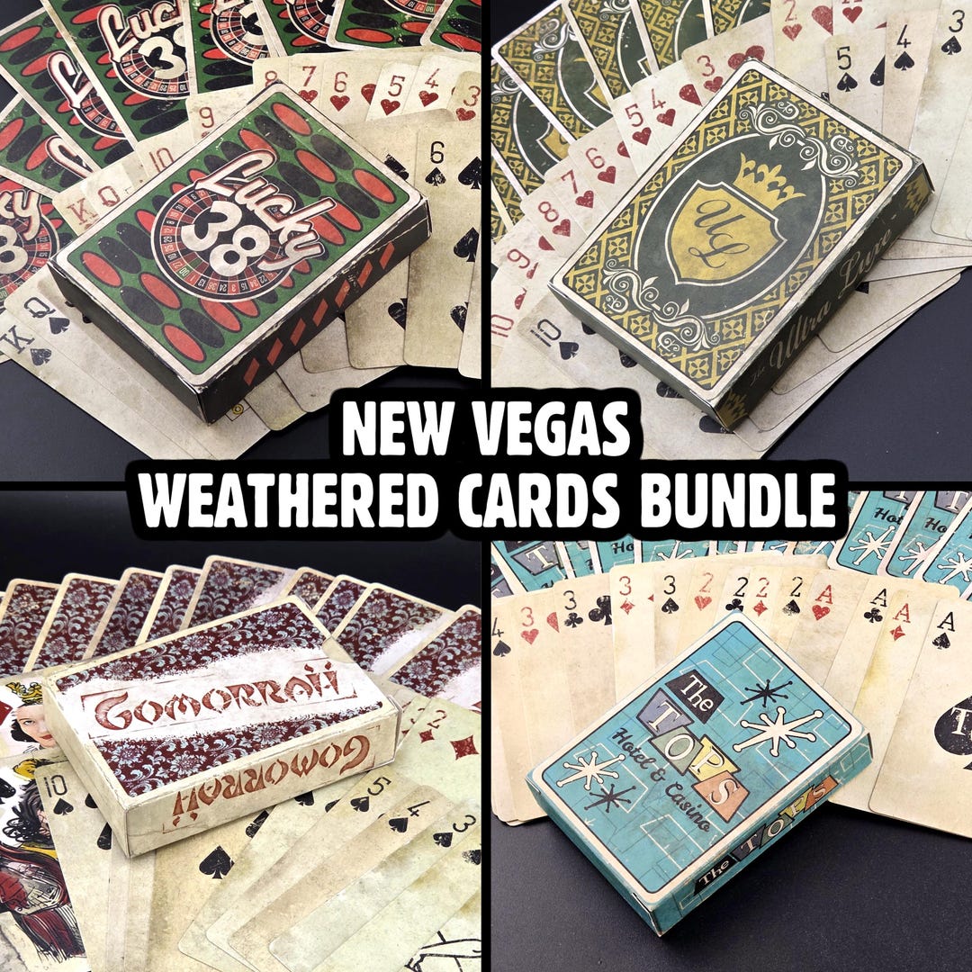 Weathered New Vegas Playing Cards - All 4 in Game Caravan Card Designs ...
