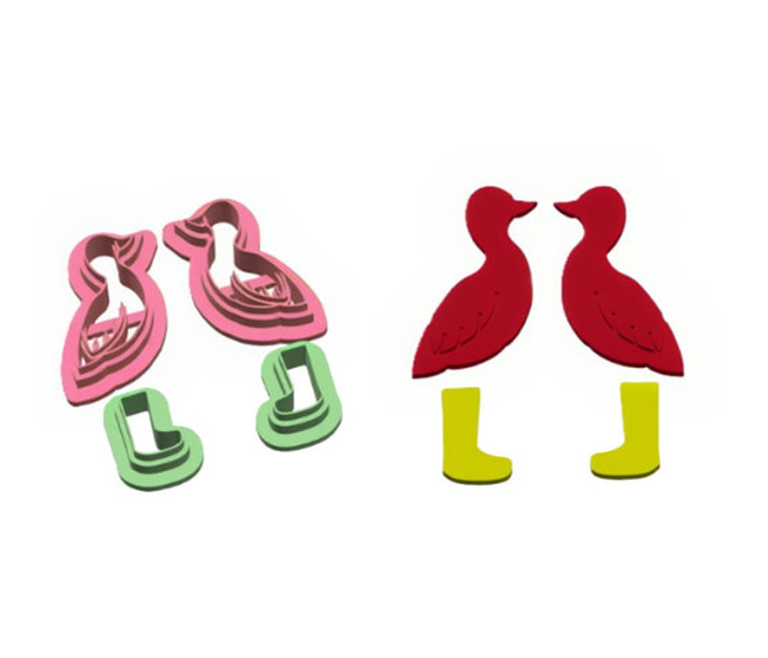 4 PCS: Goose With Boots Mirrored Imprint Cutter/polymer Clay/cookie ...