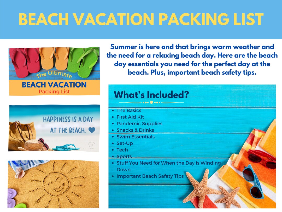 The Ultimate Beach Vacation Packing List - Etsy