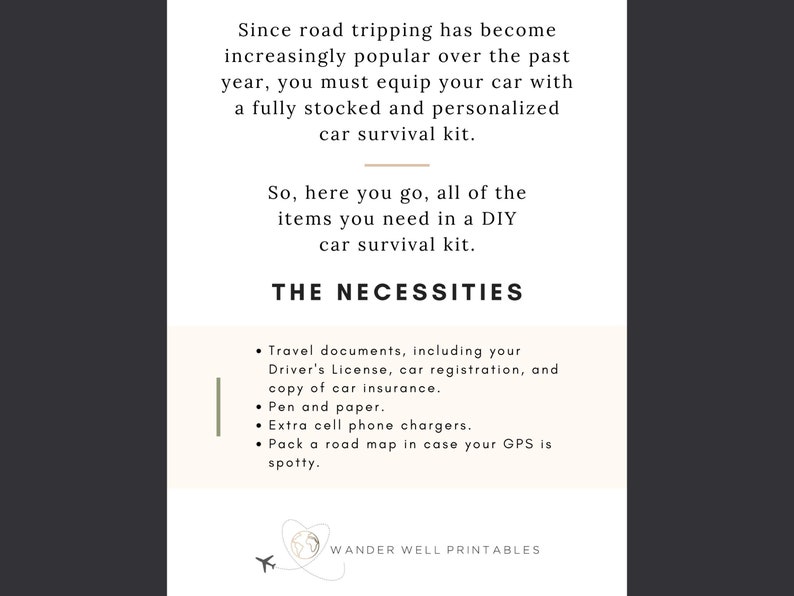 The Ultimate DIY Car Survival Kit for Your Family Road Trip - Etsy