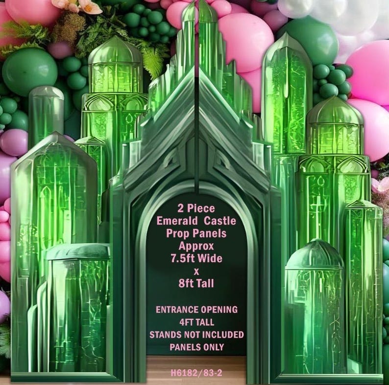 H6182/83 -2 Piece Green Castle Set Coroplast Party Props Decorations ...