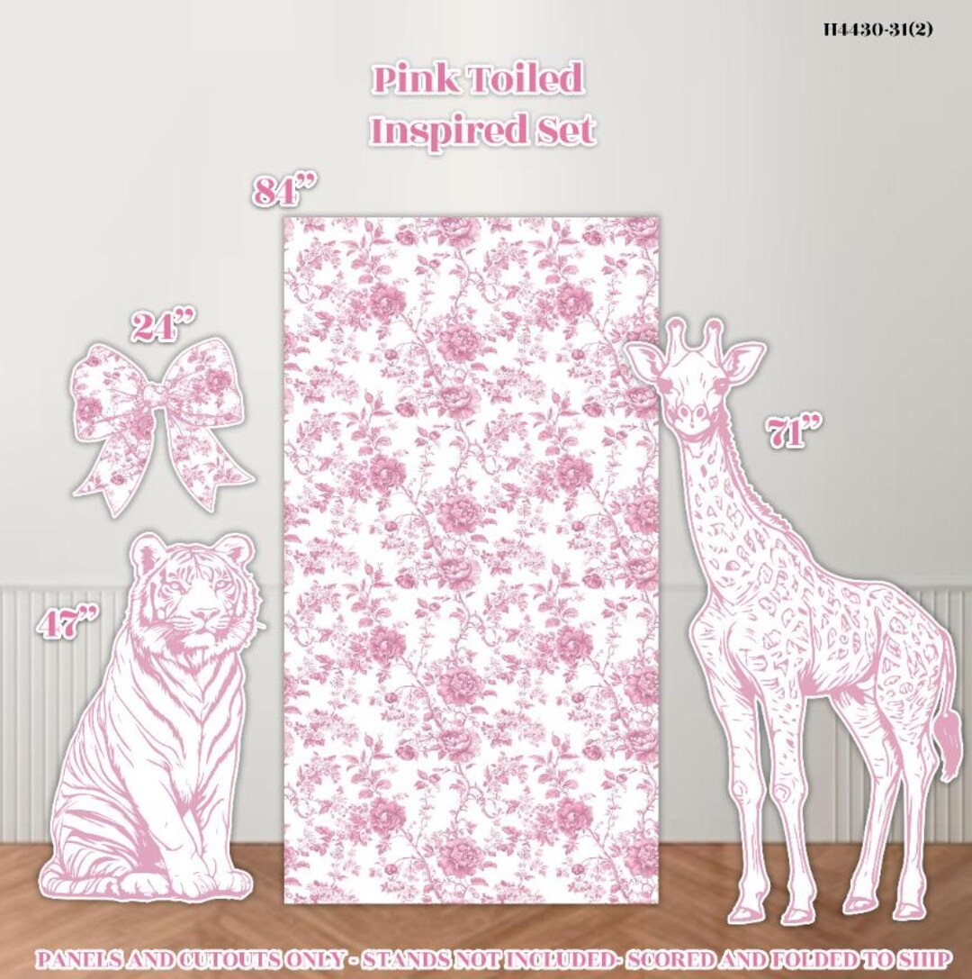 H4430-31 -4 Piece Pink Safari Set Coroplast Party Props Decorations ...