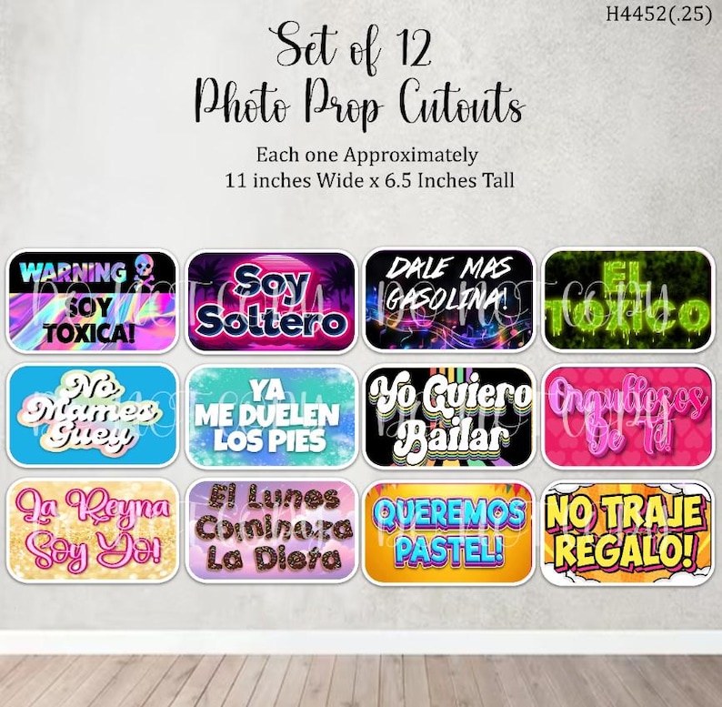 H4452- Set of 12 Photo Prop Cutouts Spanish - Etsy