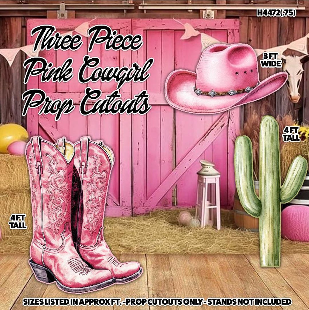 H4472- 3 Piece Pink Cowgirl 4 Ft Tall Party Panel Props Decorations NO ...