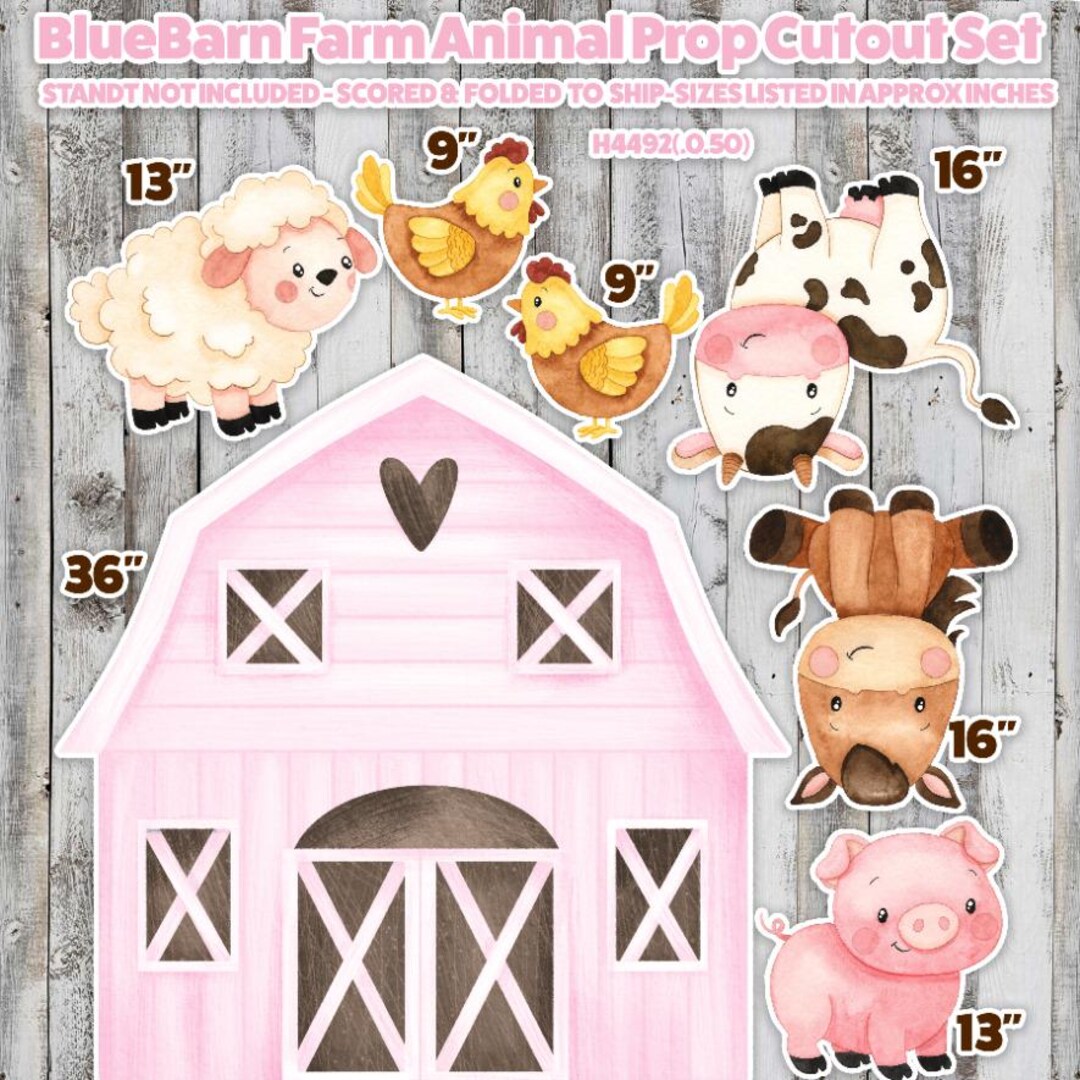 H4492 - Pink Barn Farm Animals - NO Stands or Balloons Included - Etsy