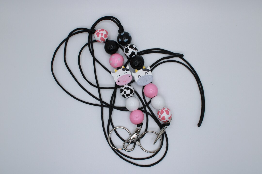 Lanyard| Key Lanyard| Badge Lanyard| Cow Print| Cow Print Lanyard| Bead ...