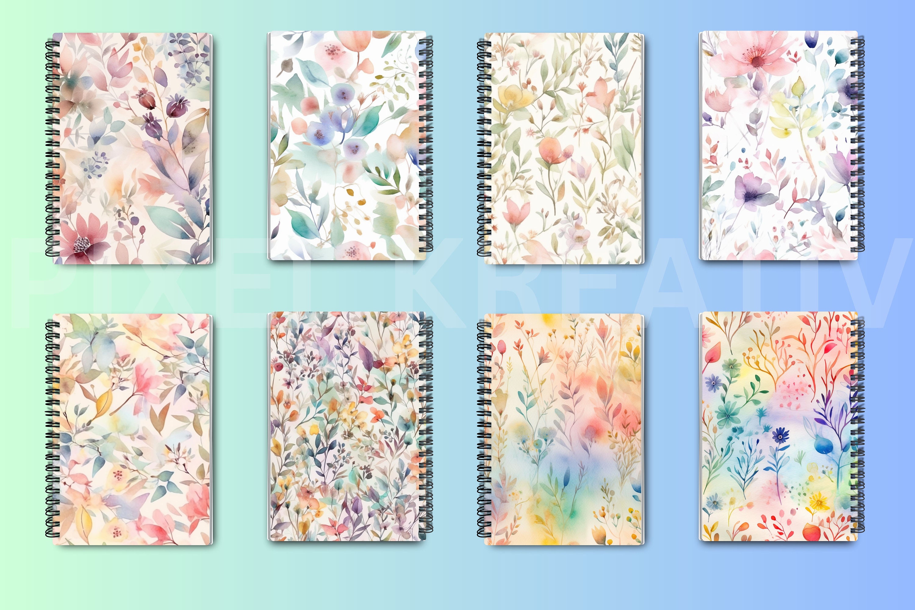 Digital Watercolor Floral Paper, Pastel Flowers Digital Paper ...