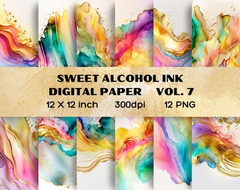 Gold Glittering Sweet Alcohol Ink Digital Paper Volume 1,alcohol Ink ...