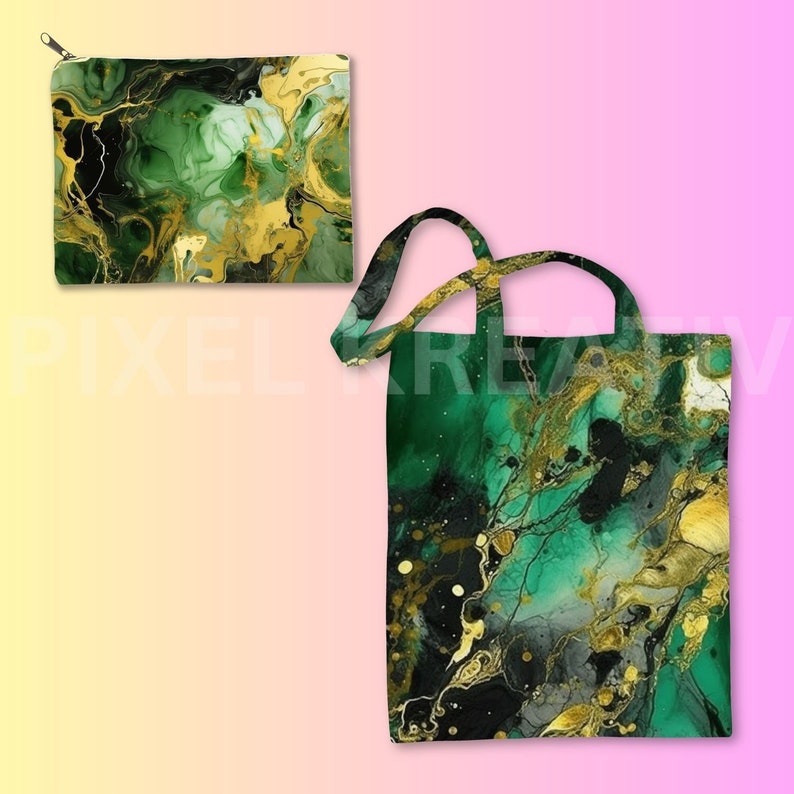 Polished Luxury Black, Green, Gold Marble Digital Paper - Seamless ...